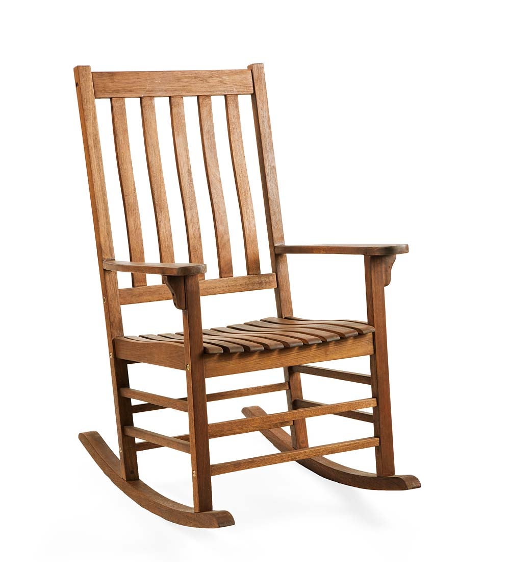 Slatted Eucalyptus Wood Rocker - Natural Stain – Homeport